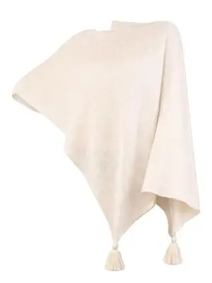 I ROCCHI CASHMERE Neutrals ’s Pure Cashmere Lightweight Poncho Cream - White