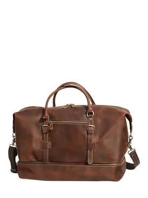 TOURI Genuine Leather Duffel With Suit Compartt Dark - Brown