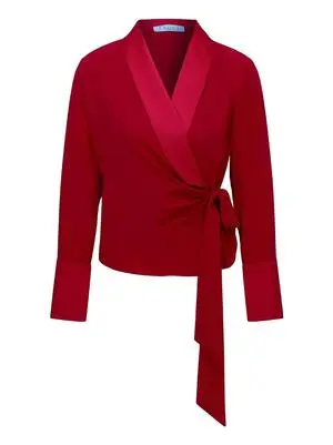 MAAN ISTANBUL Shawl Collar Silk Blouse Enjoy The Silence - Red