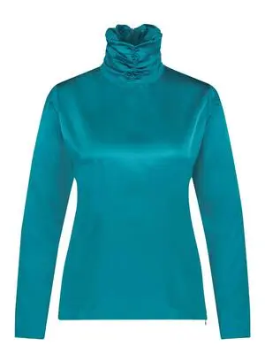 MONIQUE SINGH Silk Turtleneck Top - Blue