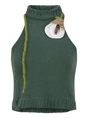 GUNDA HAFNER LTD Cashmere Tank Top With Flower - Green