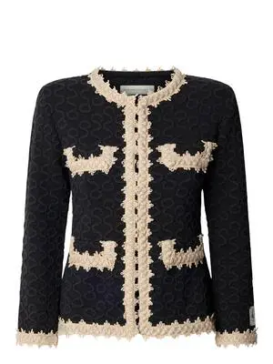 THE EXTREME COLLECTION Neutrals Raised Embroidery Knit Jacket Paola - Black