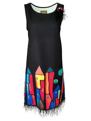 LALIPOP DESIGN Sleeveless Digital Print Mini Dress - Black