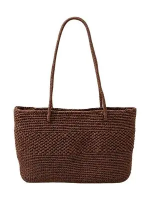 SPRINGMOONATELIER Luxury Handmade Natural Woven Bag – Large Boho Beach And Everyday Shopping Bag - Brown