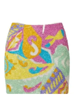 OCEANUS SWIMWEAR Azure Beaded Mini Skirt - Blue