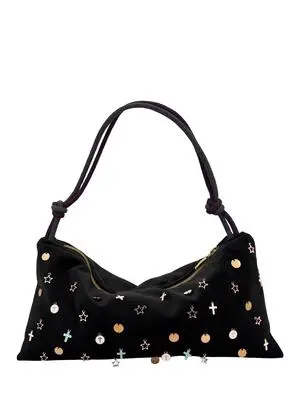 HILO DE MAR Velvet Bag With Charms Handmade - Black