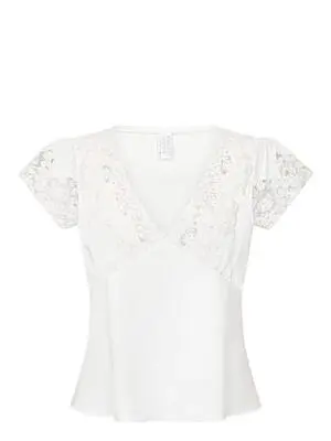 SCARLETT GASQUE Scarlett Gasque Jayne Silk Charmeuse Top With Embroidered Lace Detail