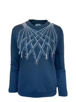 ANY OLD IRON Black / Silver Silver Zipper Black Sweatshirt - Black/silver