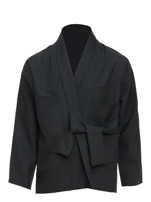 MOE Black Checkered Wool Vest Jacket Double Pockets - Grey