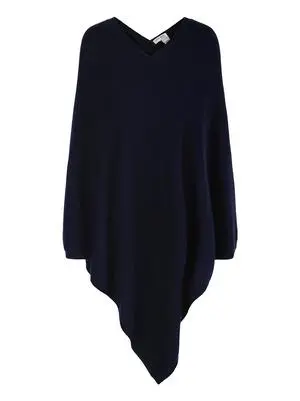 TIRILLM "anine" Big Cashmere Poncho - Navy Blue