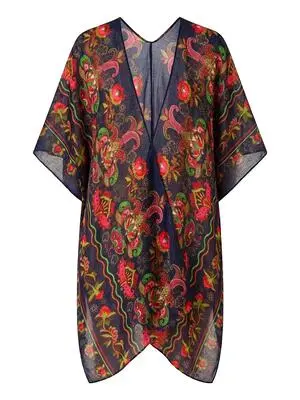 JAMES LAKELAND Navy Paisley Floral Kaftan - Blue