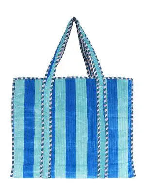 CYC The Striped Velvet Tote - Blue