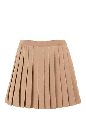 SALANIDA Neutrals Piccolo Pleated 100% Merino Mini Skirt - Beige
