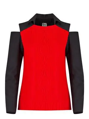 BOUTIQUE KAOTIQUE Knitted Cutout Long Sleeve - Red