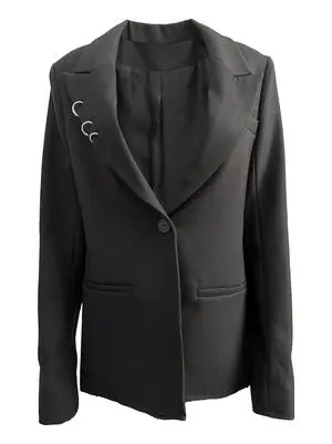 GALLERIADELE Wool Barathea Blazer With Piercings - Black
