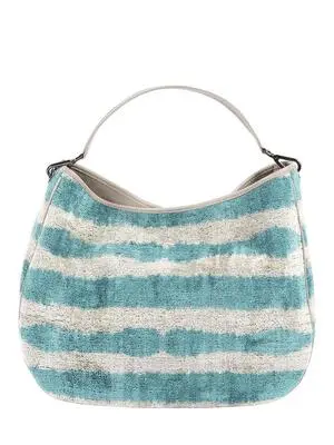SJW BAGS LONDON Grey / Blue Garuda Velvet Ikat Bag Blue Grey - Grey/blue
