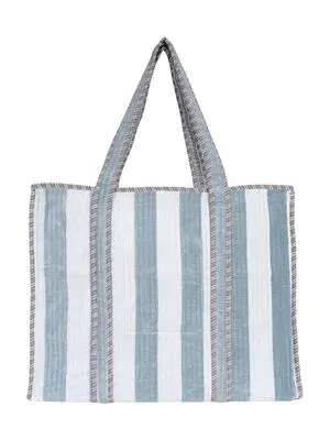 CYC The Striped Velvet Tote - Grey