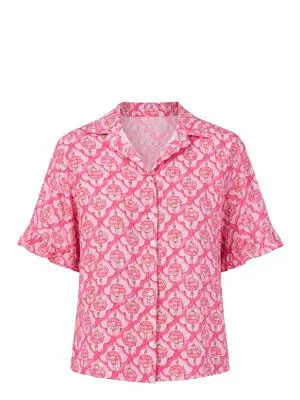 Mind Traveler Floral Crinkle Cotton India Shirt - Pink