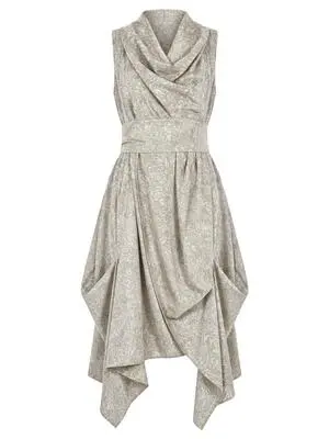 ATOM LABEL Wrap Ruched Dress Champagne Ornate - Silver