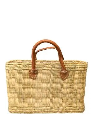 BERBER LEATHER Neutrals The Safi Medium Basket Tote Bag - Black