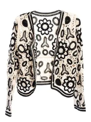 Saachi Floral Lace Crochet Short Jacket - Black