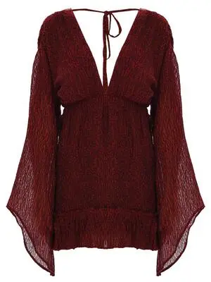 ZHENABIA Ember Mini Dress Boho Dress - Red
