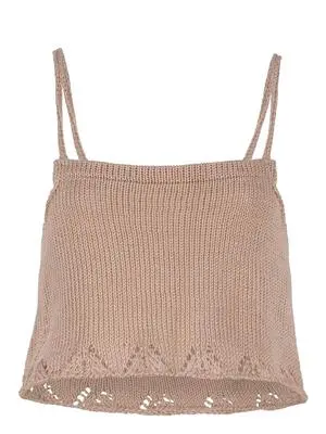 GUNDA HAFNER LTD Neutrals Cotton Knit Cami Top - Beige