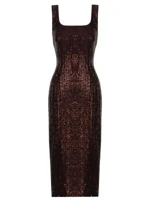 ELSAVA Elsava Sequined Midi Dress Brown