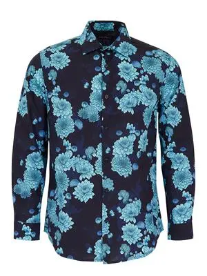 LORDS OF HARLECH Nigel Serious Floral Shirt Navy - Blue