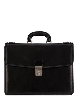 TIME RESISTANCE Leather Briefcase The Sound Of The Mountain - Black