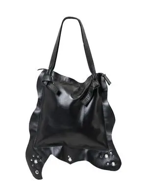 METAMORPHOZA Genuine Leather Studded Tote Bag - Black