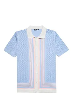 EIGHT X The Linear Knit Polo Shirt Light - Blue