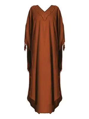 ZHENABIA Boho Kaftan Summer Maxi Dress Cinnamon - Brown