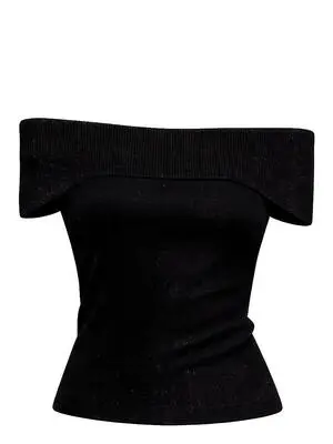 TANTRA SPAIN SL Knitted Top With Lurex, Boat Neck - Black