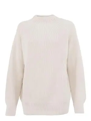 PAUL JAMES KNITWEAR High Neck Raglan Jumper - Beige