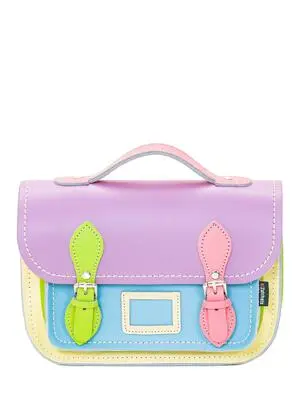 ZATCHELS Leather Midi Satchel Crossbody Pastel Kaleidoscope - Black