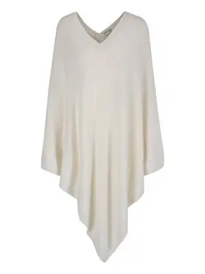 TIRILLM "anine" Big Cashmere Poncho- Off White