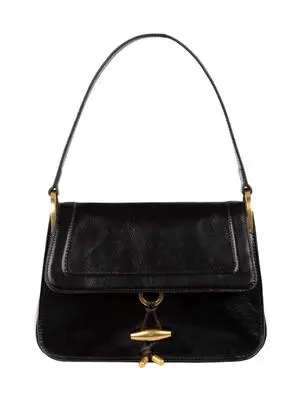 TIME RESISTANCE Leather Flap Bag Possession - Black