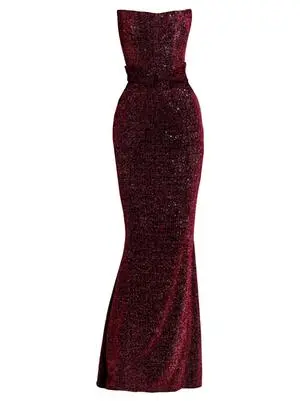 ANGELIKA JOZEFCZYK Moon Shimmering Evening Gown Burgundy - Red