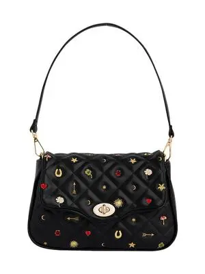 FABLE ENGLAND Mary Motif Quilted Crossbody Clutch - Black