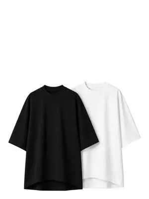 CLOTHES BY LOCKER ROOM Black / White Oversized Essential T-shirt Set – Black & White - Black/white