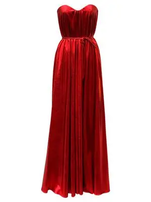 IMAATU Metallic Faux Leather Sculpting Gala Dress - Red