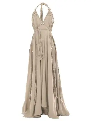 ZHENABIA Neutrals / Kismet Dress Beige Boho Maxi Dress - White