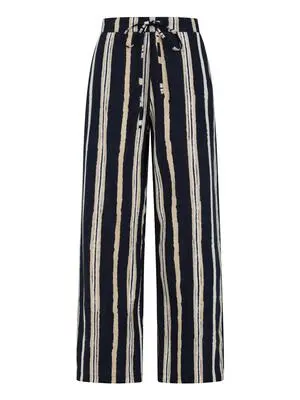 LUELLA FASHION Neutrals Beziers Linen Trousers Navy - Blue
