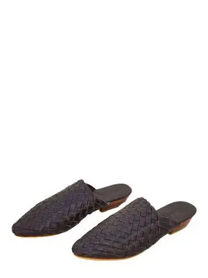 Pink Haley Maisie Leather Woven Mule In Dark - Brown