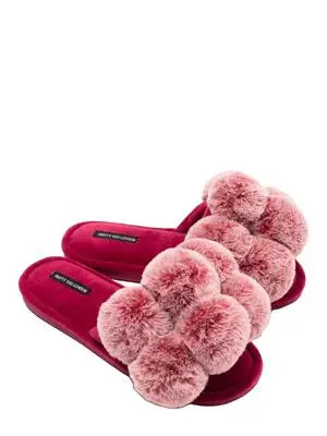 PRETTY YOU Dolly Fun Pom Slider Slippers - Red