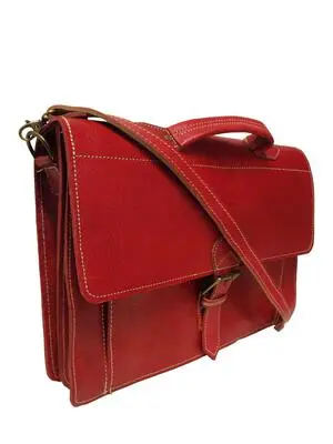 BERBER LEATHER The Casablanca Large Satchel - Red