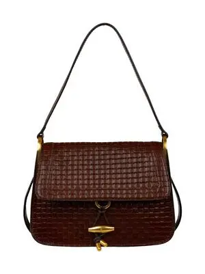 TIME RESISTANCE Leather Flap Bag Possession - Brown