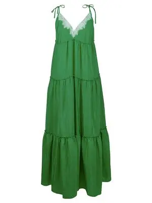 SASHA LA MER Lulu Silk Dress, Color Emerald Green