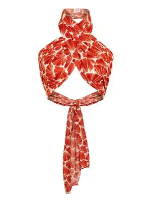 LILAMIE Bali Croessed Wrapped Summer Bustier Top - Red